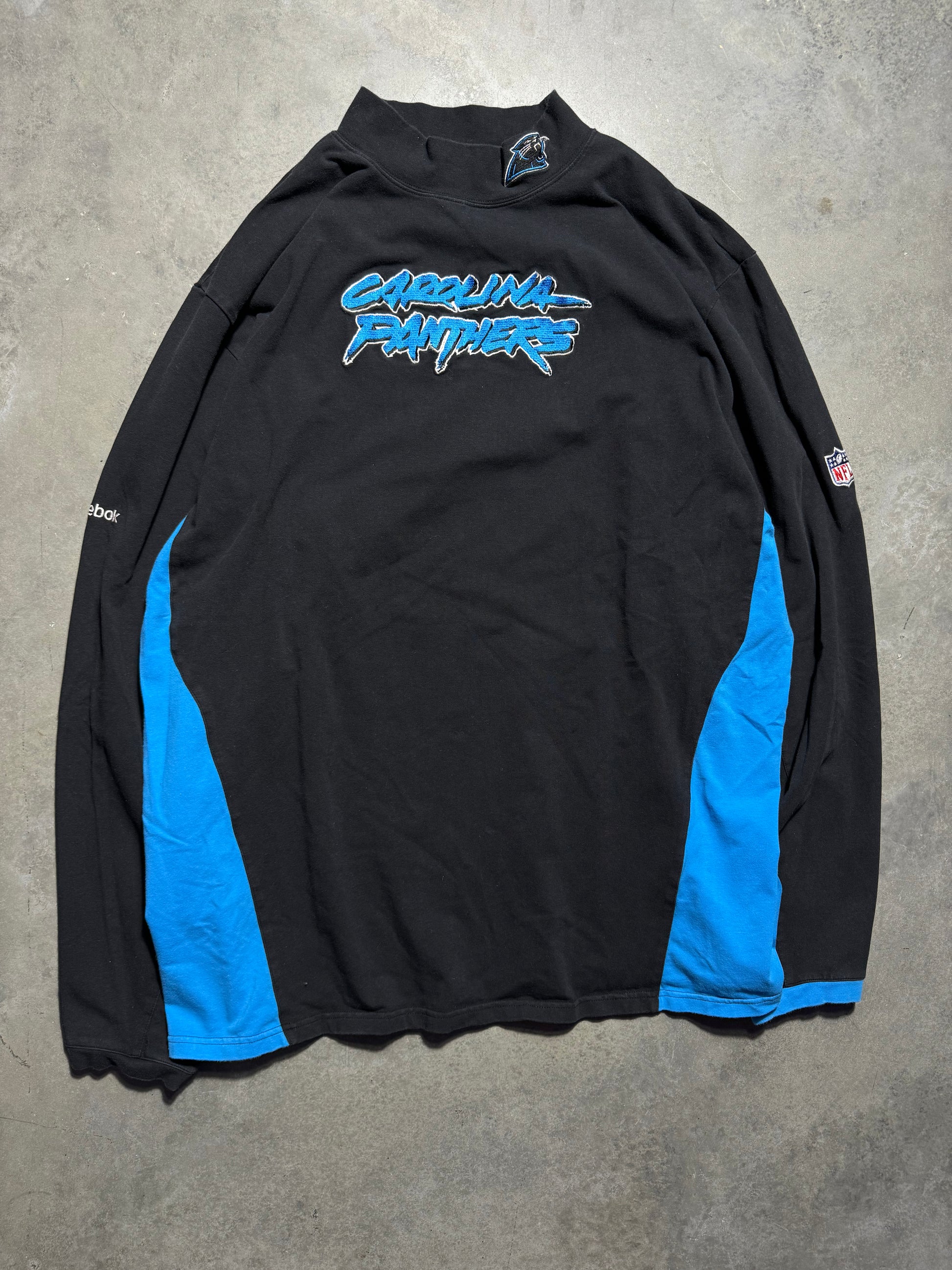 00’s Carolina Panthers Vintage Black Reebok Cat Scratch Font Logo Embr ...